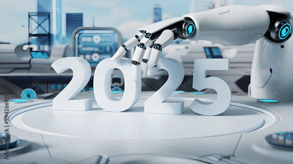 2025, a futuristic vision of innovation and AI artificial intelligence ...