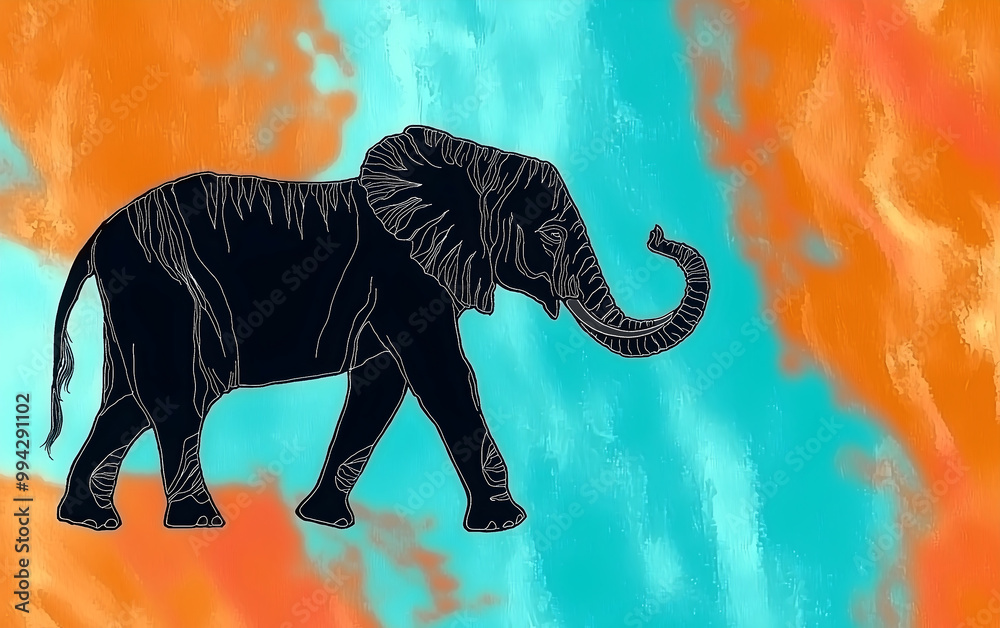 This modern abstract art poster features the silhouette of an African ...