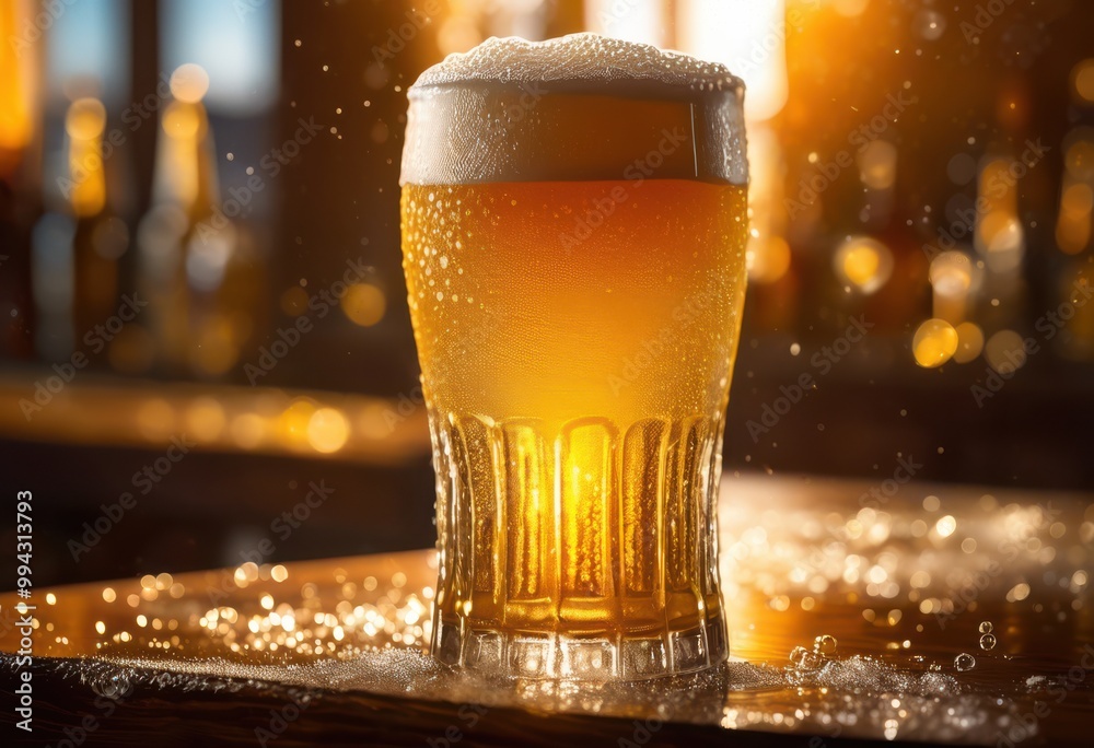detailed close beer glass foam capturing texture refreshing nature ...