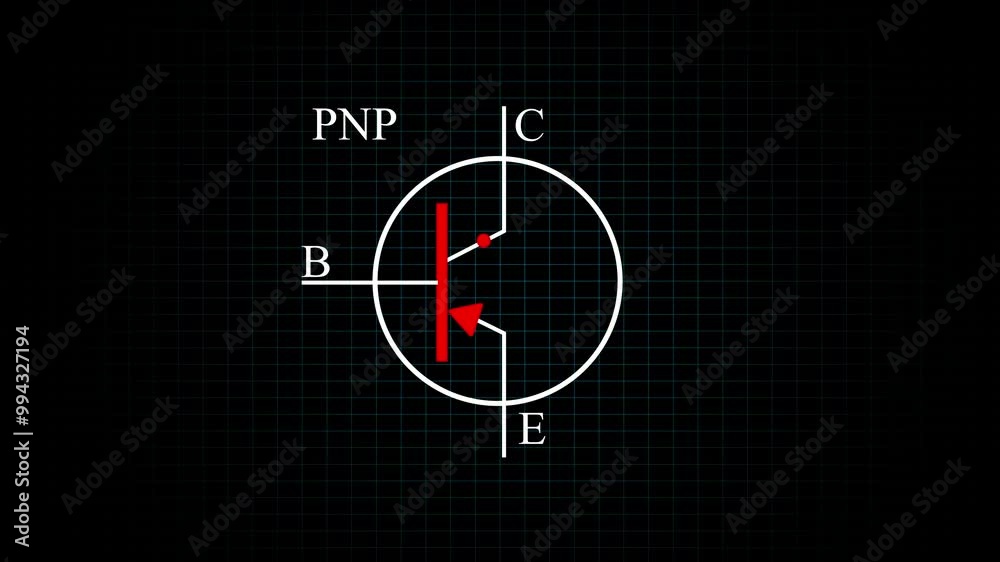 Transistor PNP schematic symbol vector electronic animation video vídeo ...