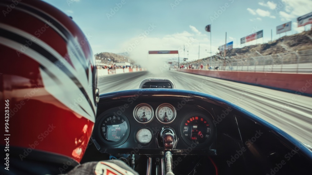Photo And Art Print High Speed Drag Racer Accelerates Down The Track With