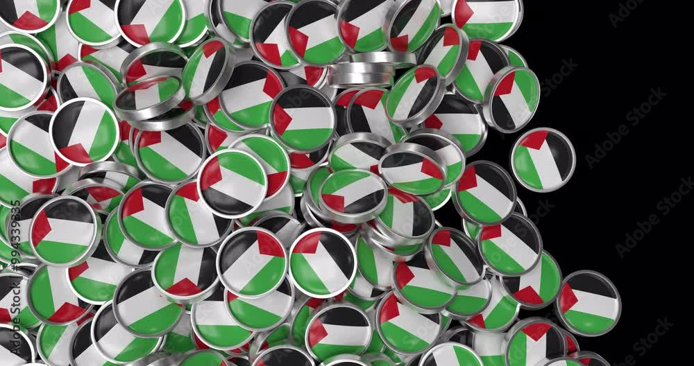3d animated Gaza Strip flag badge transitions on transparent alpha ...