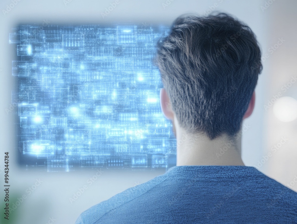 AI-driven image analysis, software examining photographs, highlighting ...