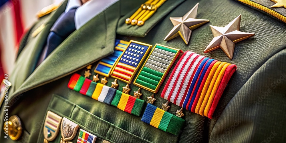 Military Rank Insignia Badges Displayed on Uniforms Symbolizing ...