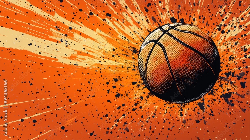 Dynamic comic-style basketball background with explosive orange and ...
