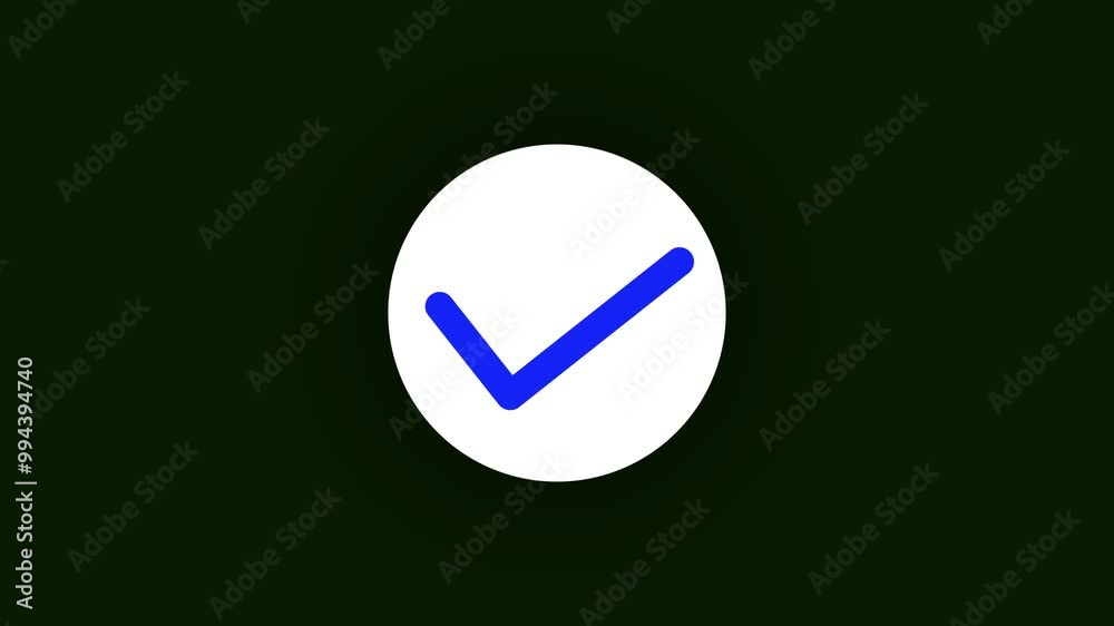 glowing check mark icon animation on gradient color background. Tick ...