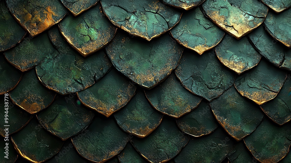 seamless pattern of dragon scales in rich textures of black and green ...
