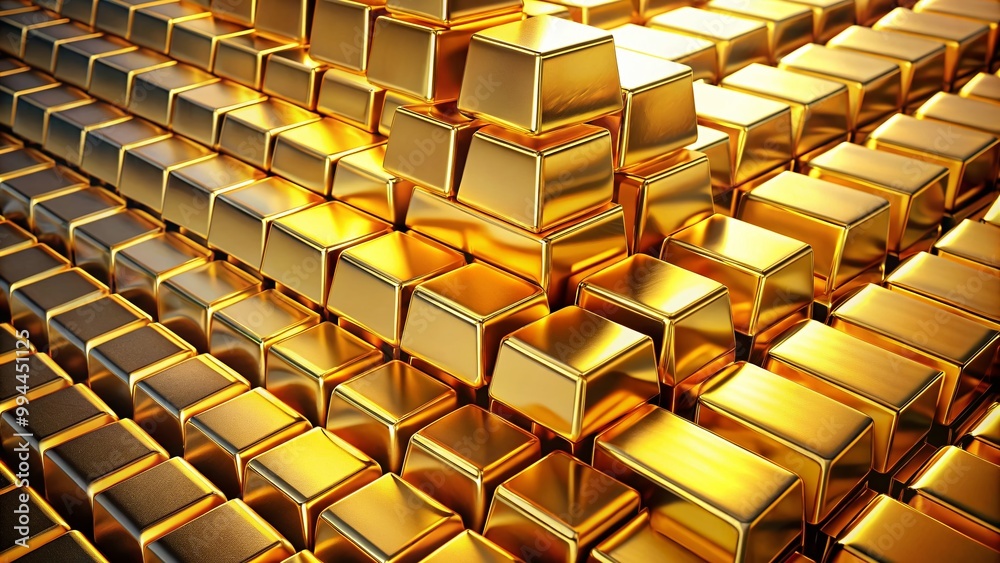 Shiny Gold Bricks Stacked in a Neat Arrangement, Representing Wealth ...