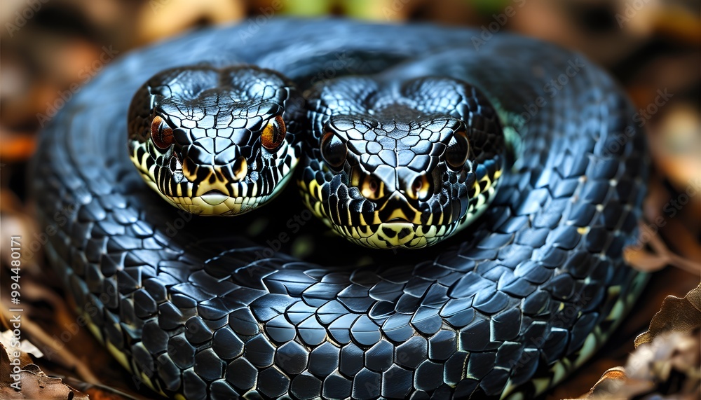 stunning black mamba gliding through lush green foliage showcasing its ...