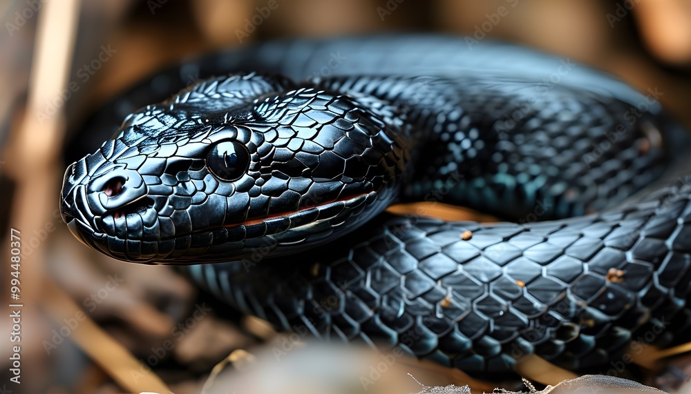 stunning black mamba gliding through lush green foliage showcasing its ...