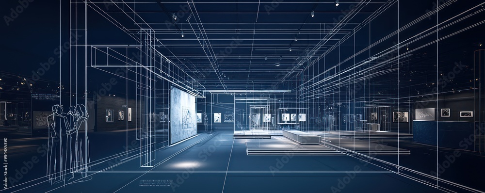 Blueprint of a dynamic art installation space, designed to adapt to ...
