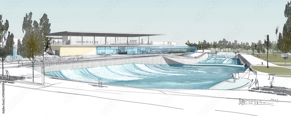 Technical drawing for an advanced water sports complex, including ...