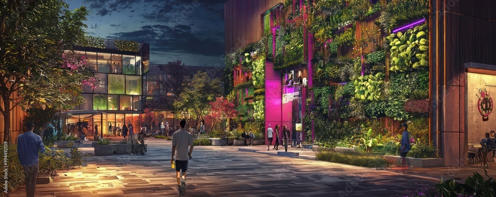 Technical drawing for an urban rejuvenation project, featuring living ...