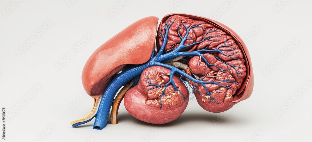Kidney structure diagram with labeled parts. Renal Blood Flow and Nerve ...