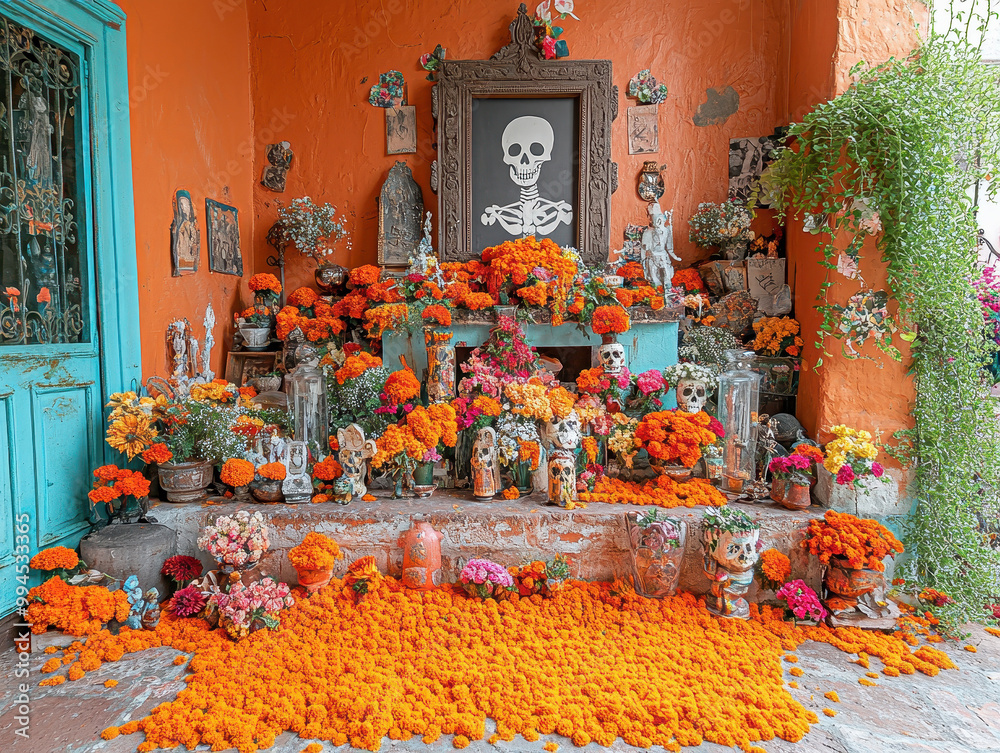 Traditional Day of the Dead offerings photos showcasing items placed on ...