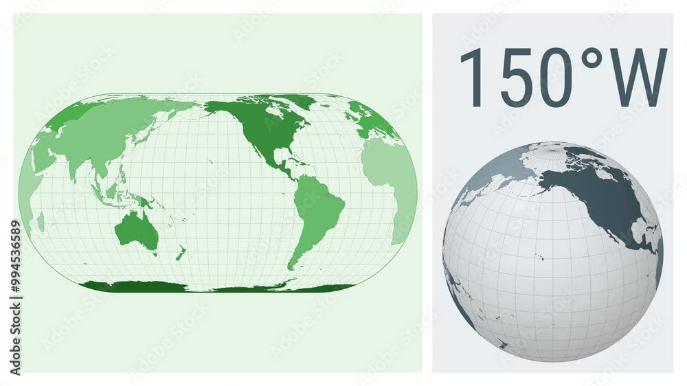 World Map Animation. Herbert Hufnage pseudocylindrical equal-area ...