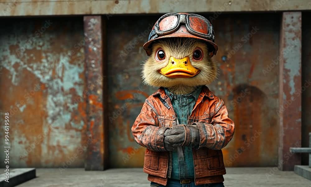 A whimsical character with a bird head in a casual outfit. Stock Video ...