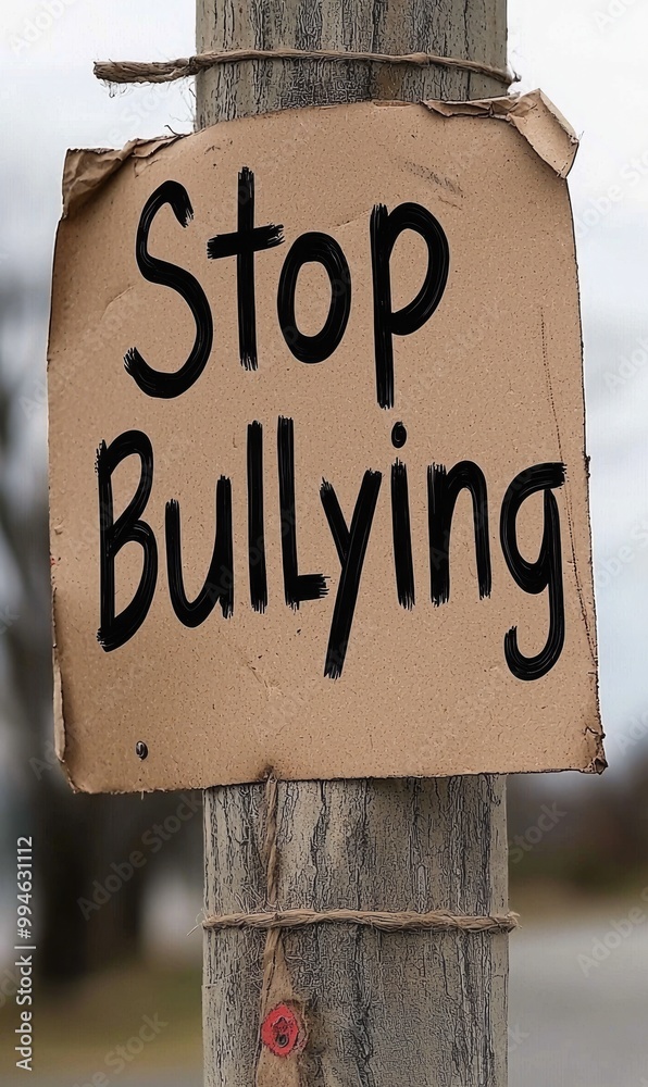 Anti bullying action: text stop bullying, call to end harmful behavior ...
