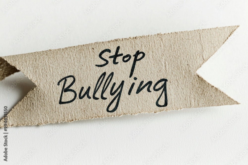 Anti bullying action: text stop bullying, call to end harmful behavior ...