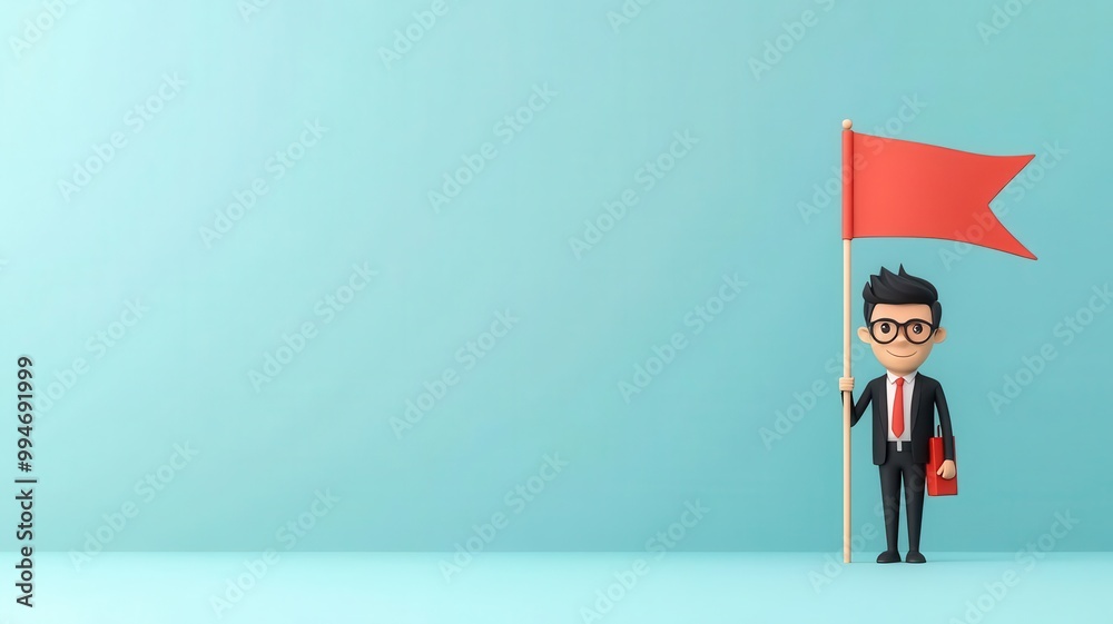 Leadership flag flat design front view achievement and goals theme 3D ...