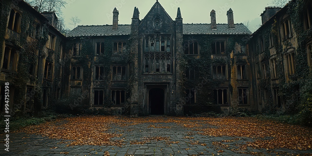 Mysterious Intriguing Abandoned Medieval Gothic Castle Courtyard in ...