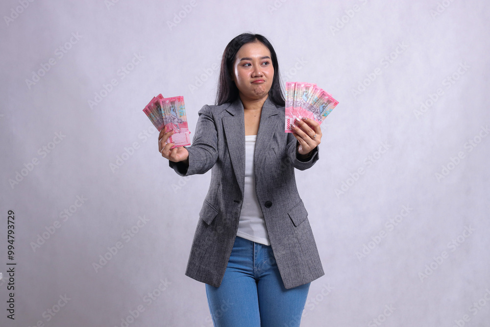 beautiful adult office lady pouting candid both hands forward hold ...