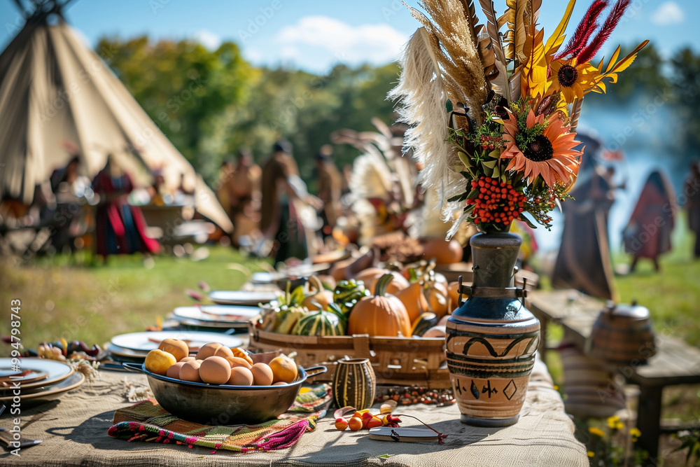 Foto de Native American Feast celebrating a table filled with delicious ...