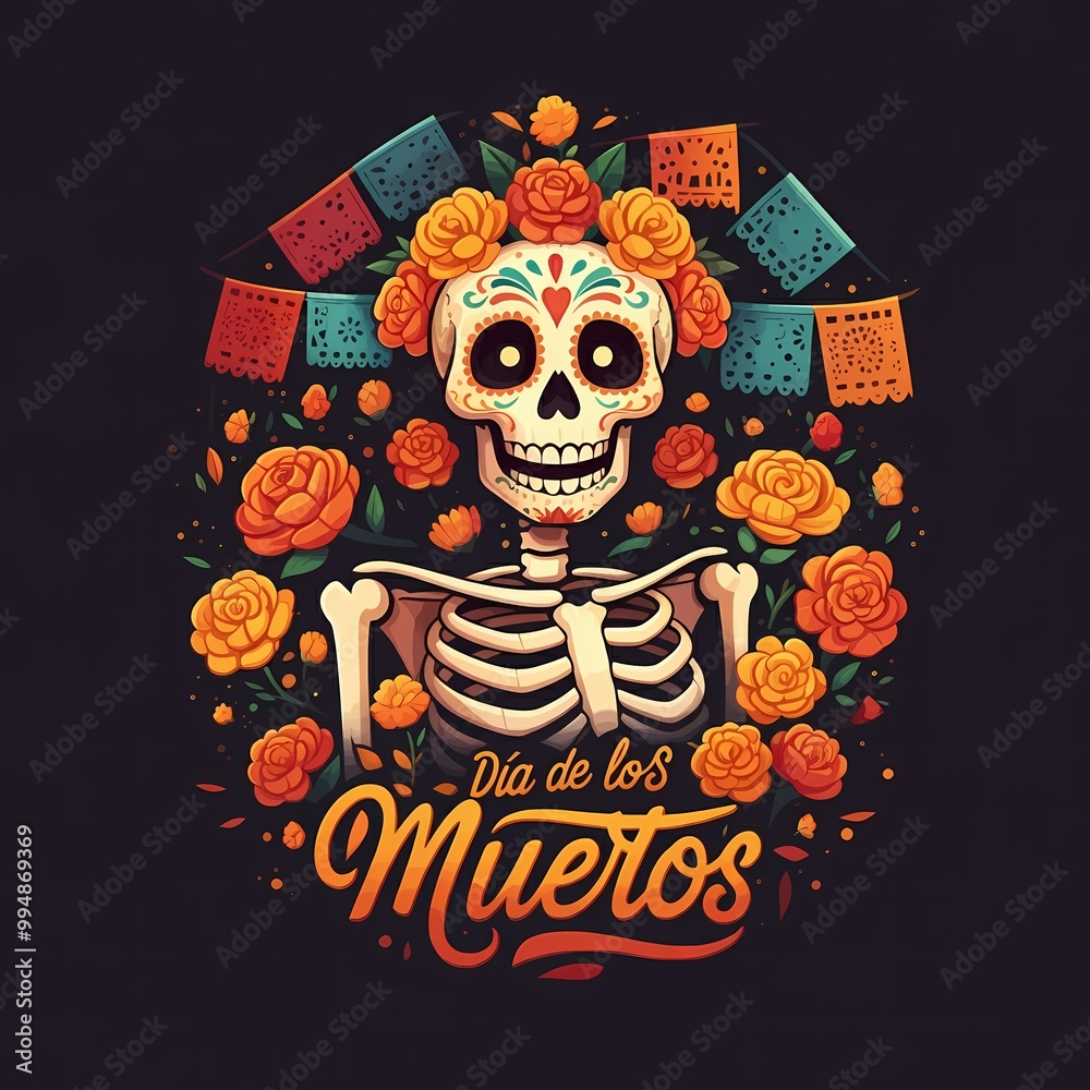 Día de los muertos mexican day of the dead illustration sugar skull ...