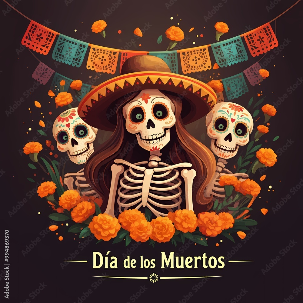 Día de los muertos mexican day of the dead illustration la catrina ...