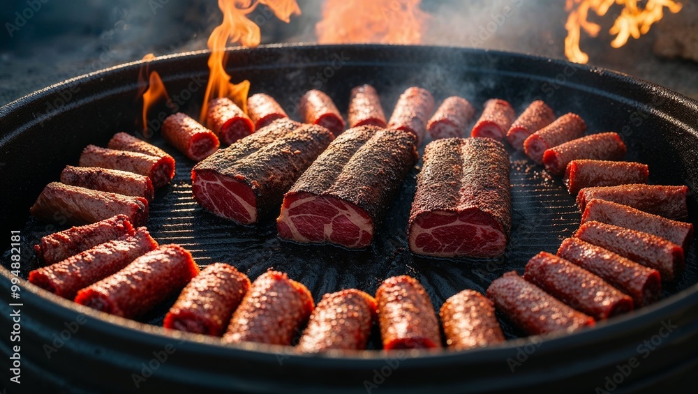 Maori hangi smoked meats cooked in earth oven closeup Stock ...