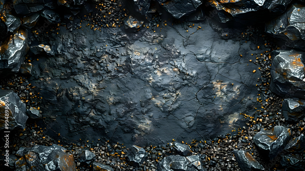 Dark And Cracked Rock Texture Background With Scattered Golden Nuggets ...