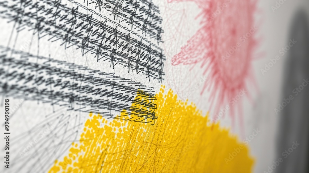 Close-up angle of softly shaded graphite pencil marks on varying ...