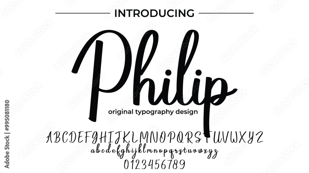 Poster Philip Font Stylish brush painted an uppercase vector letters ...