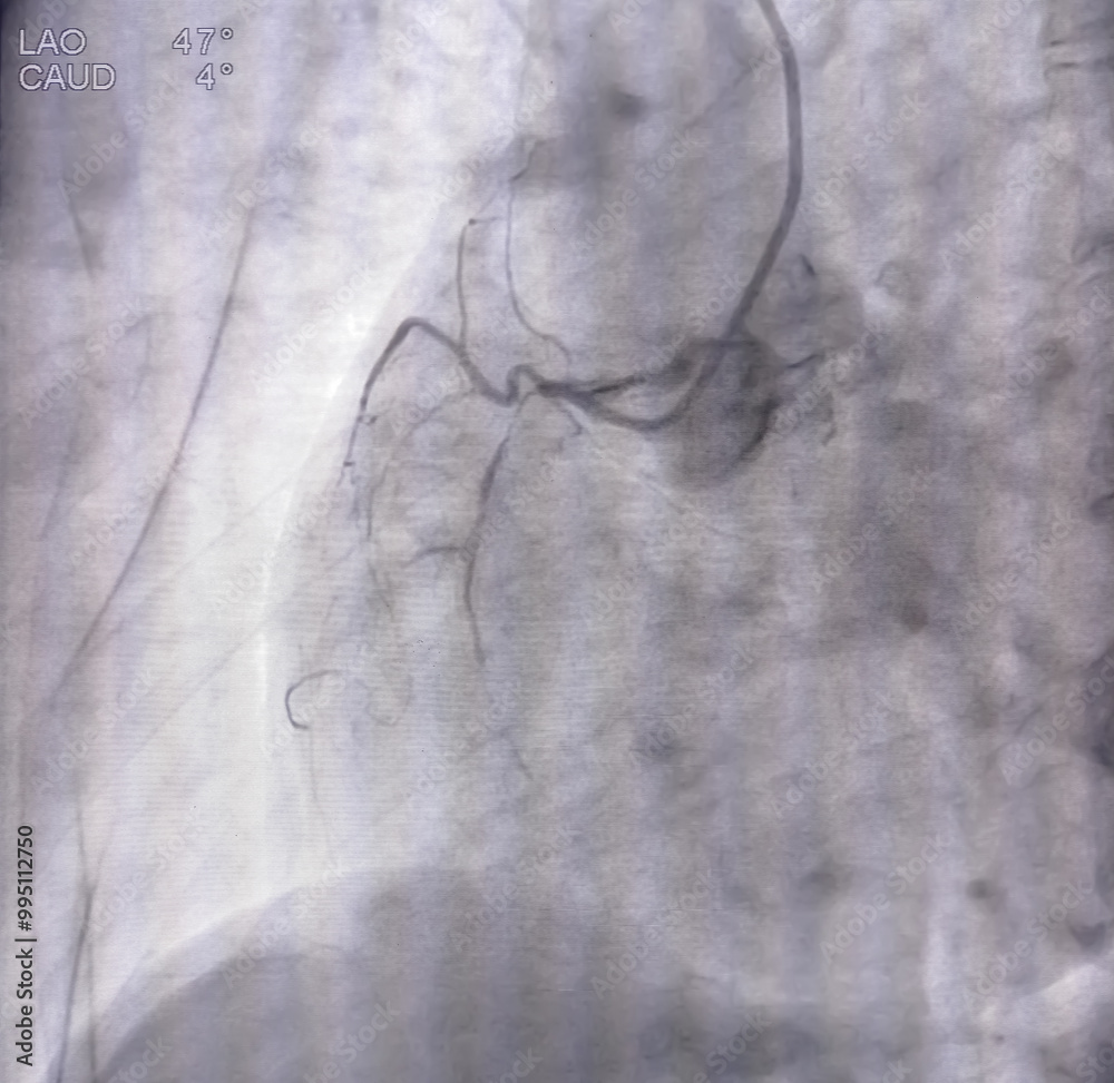 Coronary angiogram of right coronary artery during cardiac ...