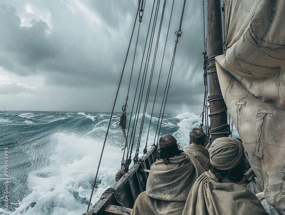 Jesus calming the storm on the Sea of Galilee Stock Photo | Adobe Stock