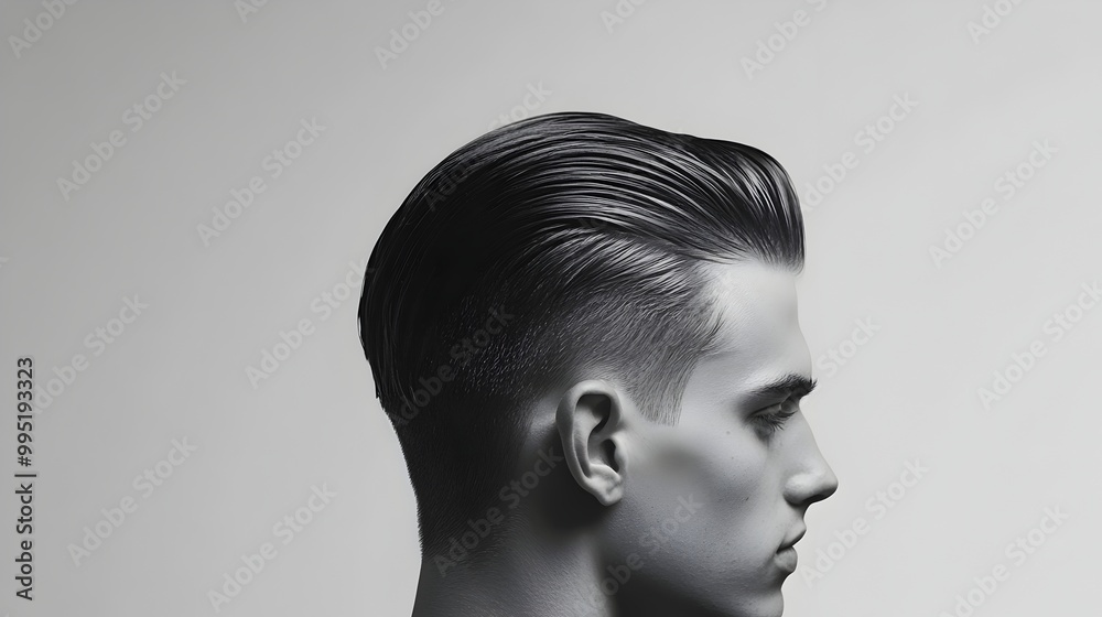 A 360 degree view of a slicked back hairstyle with the front combed ...