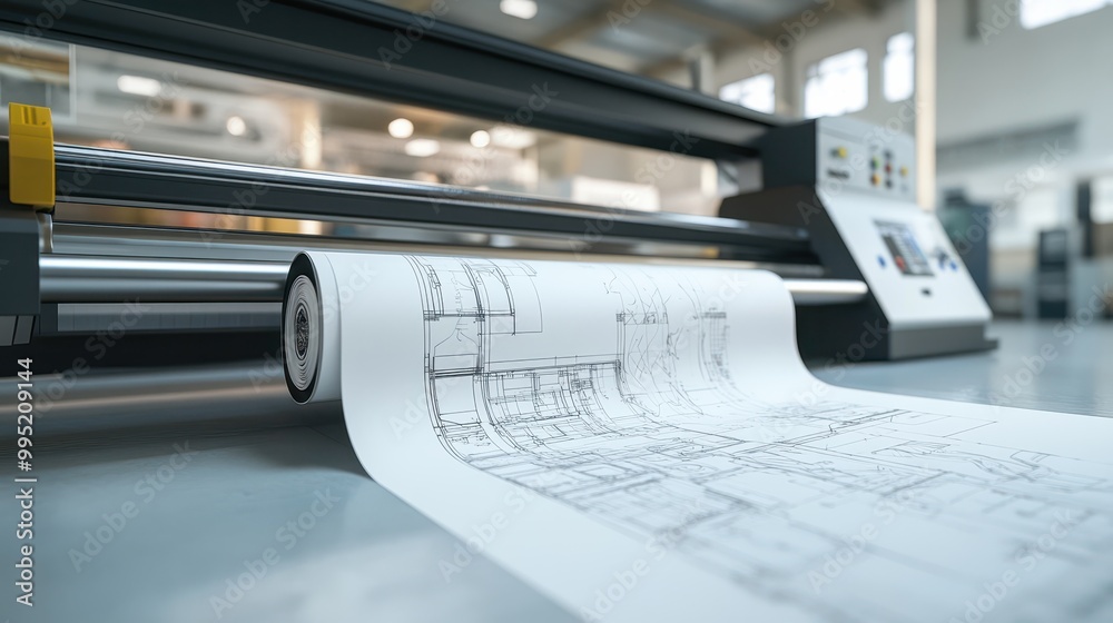 High-resolution of a large format printer producing architectural ...