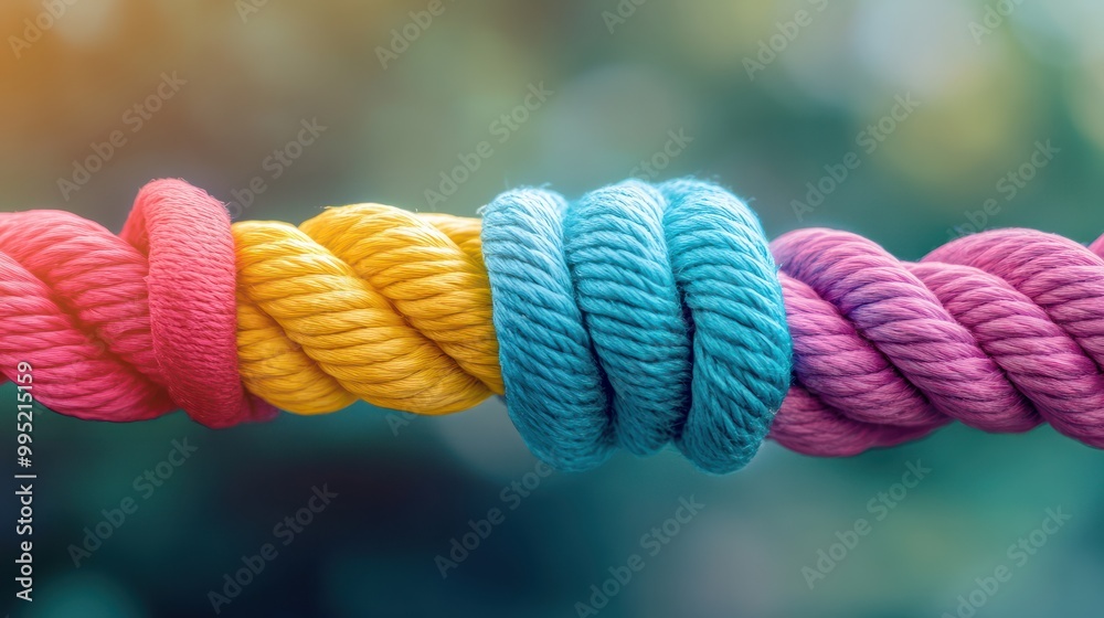 Team rope diverse strength connect partnership together teamwork unity ...