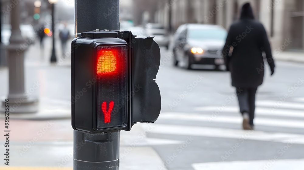 Closeup view of a crosswalk signal system featuring the countdown timer ...