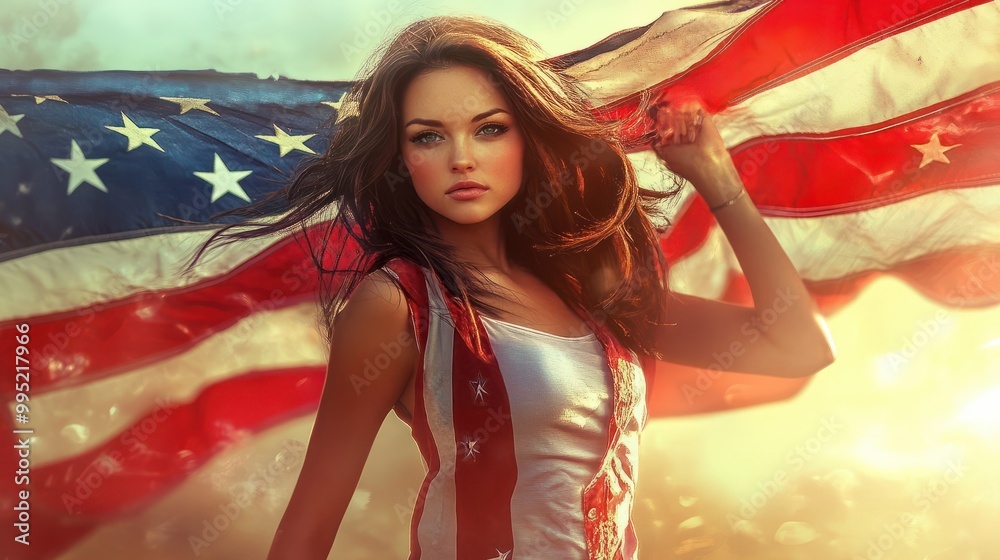 Witness the beauty of a slender woman expressing her allegiance with ...