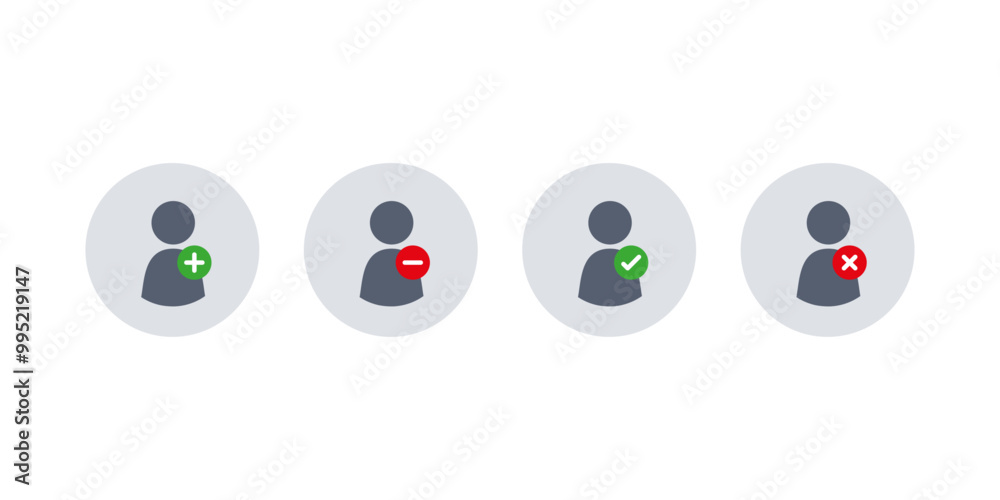 Account user icon profile default avatar icon set with plus, minus ...