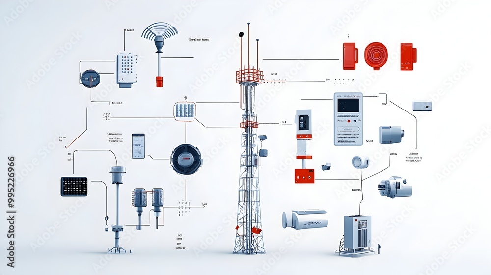 Detailed diagram showcasing the inner workings and signal transmission ...