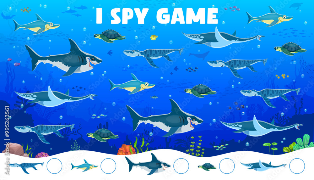 I spy game worksheet with prehistoric sea underwater dinosaurs and ...