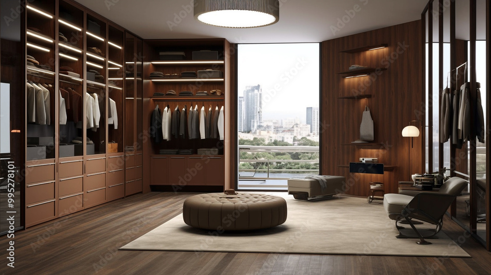 Luxury dressing room for man, 3d render. Luxury men's dressing room ...