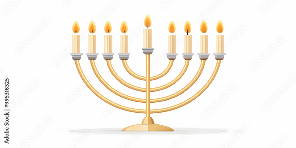 Flat Vector Illustration of Floating Hanukkah Candles and Menorah Base ...