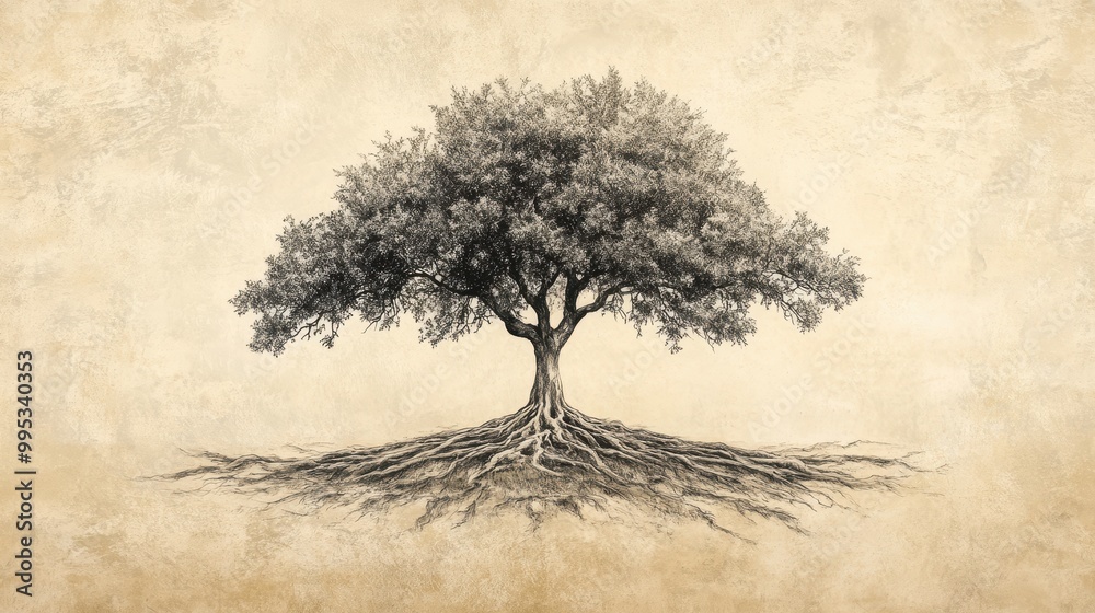 Symbol of Strength: Psalms 80 Biblical Illustration of Mighty Tree with ...