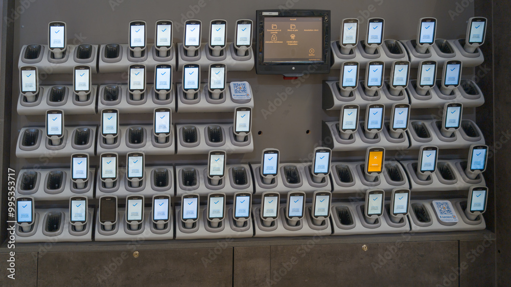 E.Leclerc sign text scan as you shop scanners grocery shopping ...