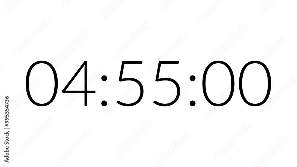 5 minute digital clock countdown timer digital clock on white ...