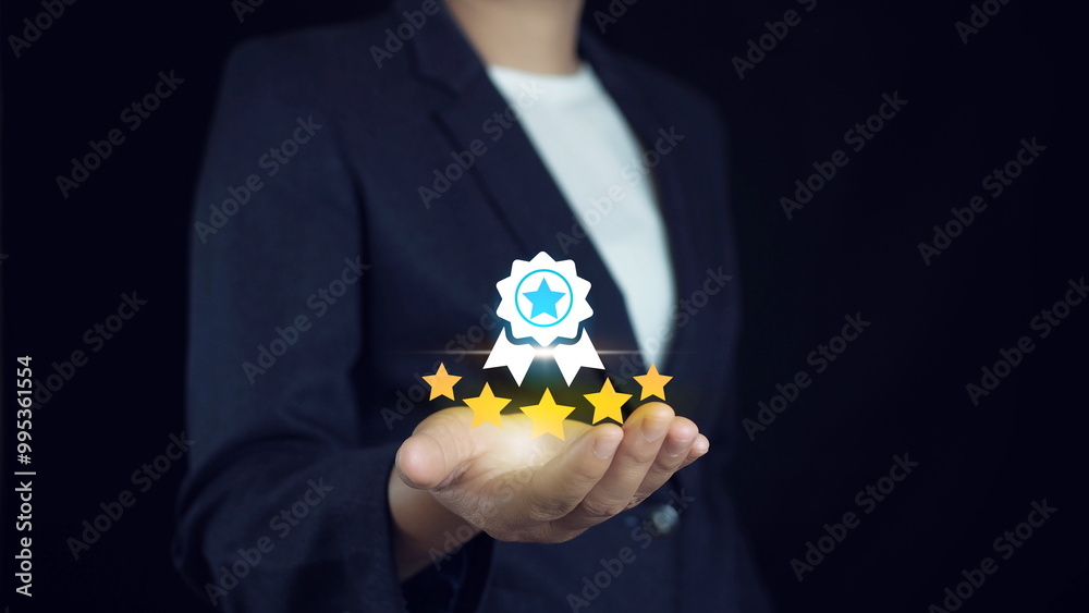ISO certification and standardization concept.Hand shows the sign of ...