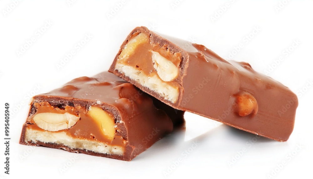 chocolate rectangle bar consisting of nougat filled with caramel and ...